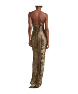 MARIA LUCIA HOHAN Alessandra Gathered Silk Bustier Gown