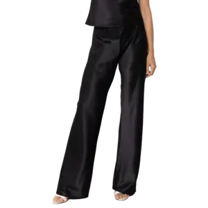 SELF-ADORE Olivette Satin Feel Wide Leg Pants - Black