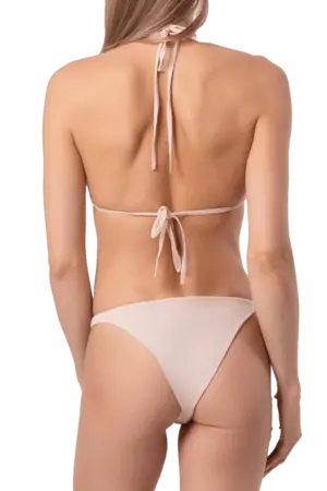 SELF-ADORE High Tide Hand Beaded Bikini Bottom - Sand