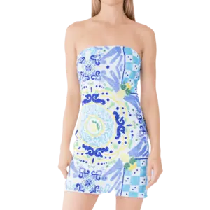 SELF-ADORE Limoncello Hand Beaded Embellished Mini Dress - White/blue