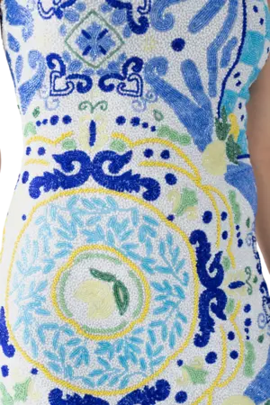 SELF-ADORE Limoncello Hand Beaded Embellished Mini Dress