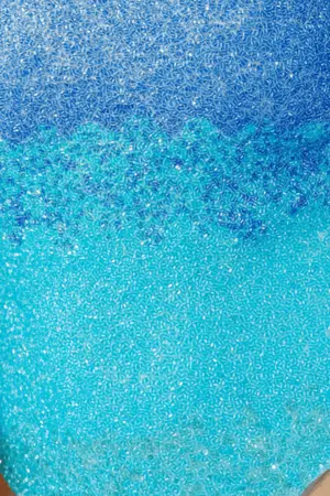 SELF-ADORE Ombre Hand Beaded One Piece Swimsuit - Blue