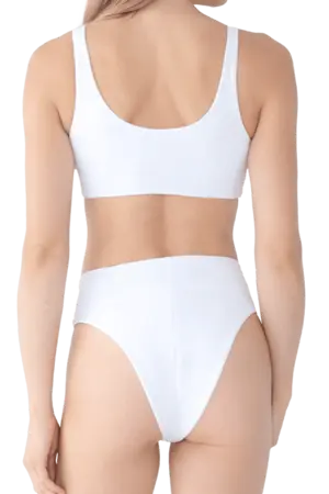 SELF-ADORE Celeste Hand Beaded Bikini Top - White