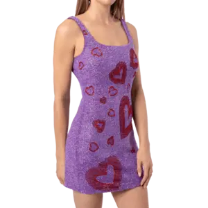 SELF-ADORE Lust Hand Beaded Embellished Mini Dress - Purple