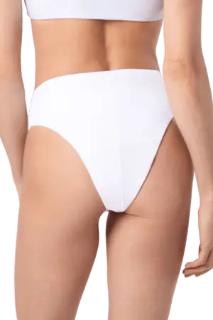 SELF-ADORE Kiss Hand Beaded High Waisted Bikini Bottom - White