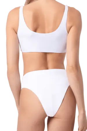 SELF-ADORE Kiss Hand Beaded Bikini Top - White