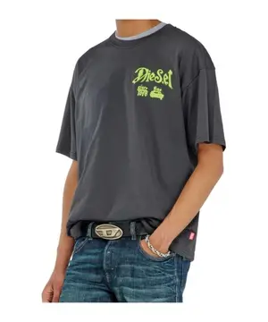 DIESEL® Cotton T-shirt With Flock Graphic
