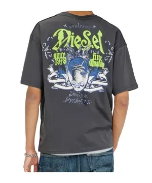 DIESEL® Cotton T-shirt With Flock Graphic
