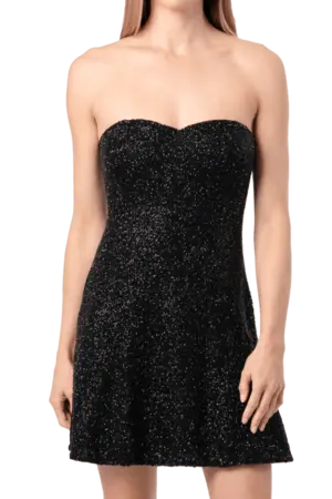 SELF-ADORE Midnight Hand Beaded Embellished Mini Dress - Black