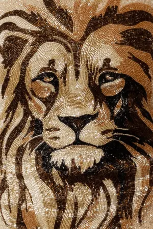 SELF-ADORE Lion Hand Beaded Embellished Mini Dress