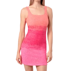 SELF-ADORE Ombre Hand Beaded Embellished Mini Dress - Orange/pink