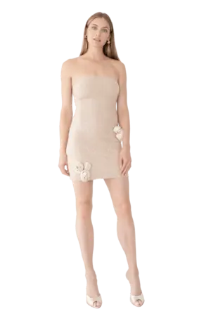 SELF-ADORE Rose Hand Beaded Embellished Mini Dress