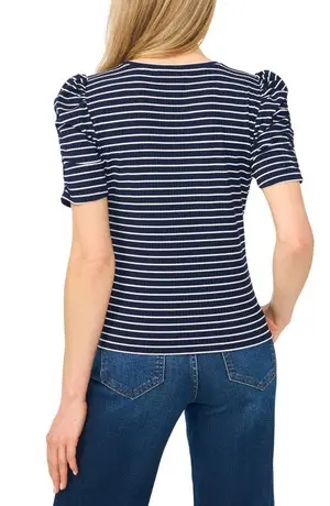 Halogen Puff Sleeve Stripe Tee - Classic Navy
