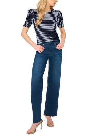 Halogen Puff Sleeve Stripe Tee - Classic Navy