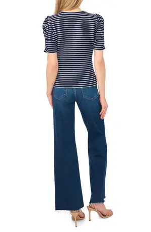 Halogen Puff Sleeve Stripe Tee - Classic Navy
