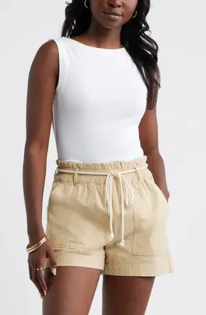 Caslon Boat Neck Rib Tank - White