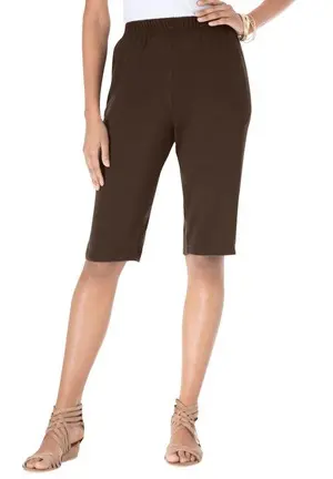 ROAMAN'S Plus Size Soft Knit Pull On Bermuda Short Chocolate