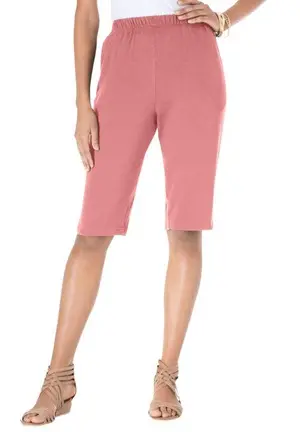 ROAMAN'S Soft Knit Pull On Bermuda Short - Desert Rose