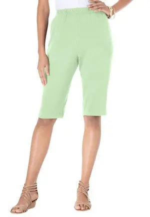 ROAMAN'S Plus Size Soft Knit Pull On Bermuda Short Green Mint