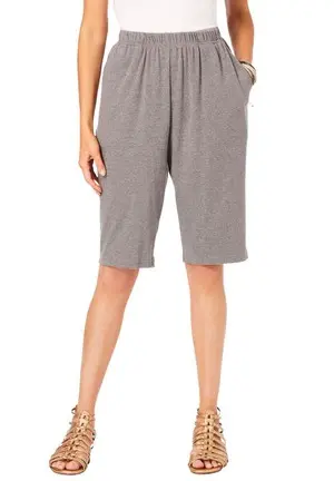 ROAMAN'S Soft Knit Pull On Bermuda Short - Medium Heather Grey
