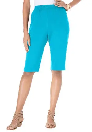 ROAMAN'S Soft Knit Pull On Bermuda Short - Ocean