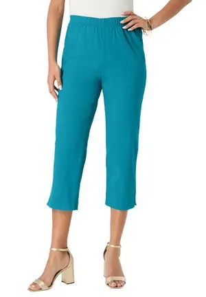 ROAMAN'S Plus Size Comfort Stretch Capri Jean Deep Turquoise