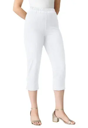 ROAMAN'S Plus Size Comfort Stretch Capri Jean White Denim