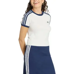 ADIDAS ORIGINALS 3-stripes Knit T-shirt - Cloud White/night Indigo