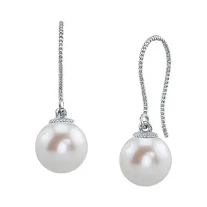 The Pearl Source 14k Gold Freshwater Pearl Drop Earrings - White Gold