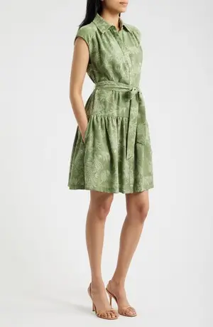 Julia Jordan Floral Cap Sleeve Shirt Dress