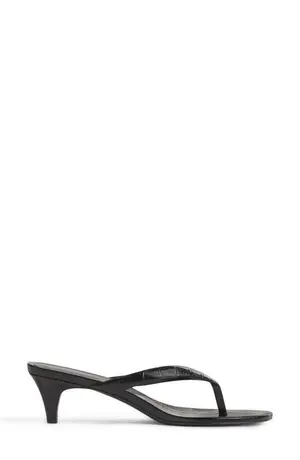 REFORMATION Amelia Croc Embossed Leather Heeled Thong Sandal