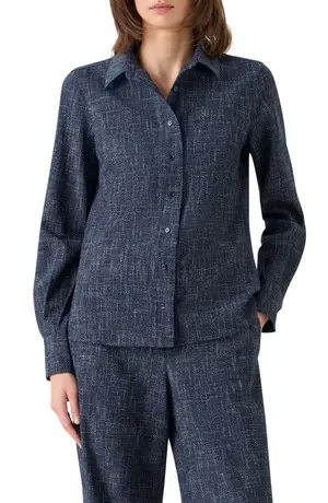 Akris Wool Blend Tweed Button-up Shirt