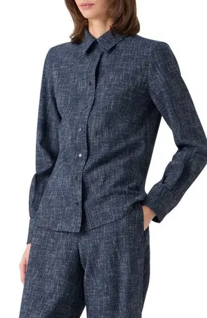 Akris Wool Blend Tweed Button-up Shirt