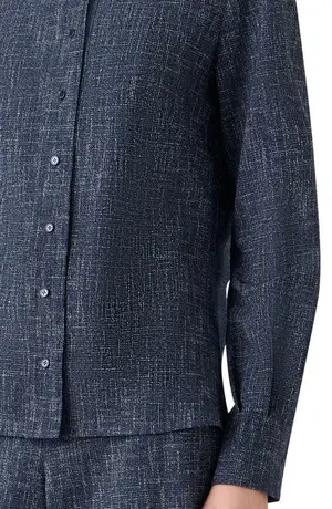 Akris Wool Blend Tweed Button-up Shirt