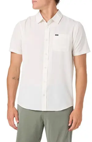 O'Neill Trvlr Perforated Performance Short Sleeve Button Up Shirt - Chalk