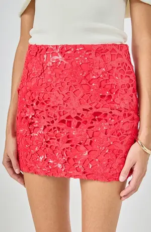 Endless Rose Appliqué Sequin Lace Mini Skirt
