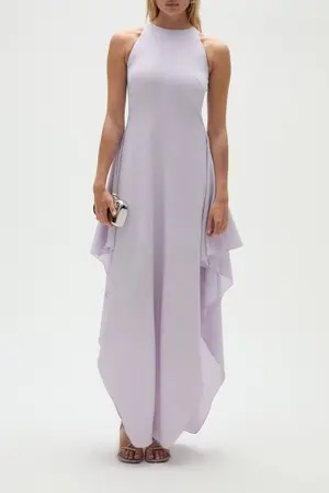 Amsale Pebble Crepe Halter Dress - Lilac