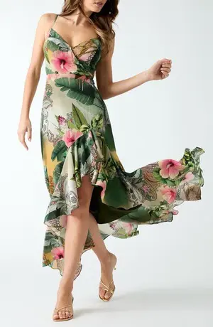 Guess Tracie Tropical Print High-low Dress