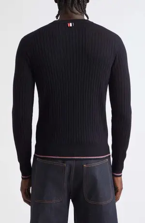 Thom Browne Tipped Wool Blend Rib Sweater