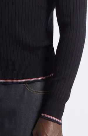 Thom Browne Tipped Wool Blend Rib Sweater