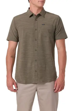 O'Neill Upf Slub Short Sleeve Button Up Shirt - Army
