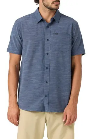 O'Neill Upf Slub Short Sleeve Button Up Shirt - Navy