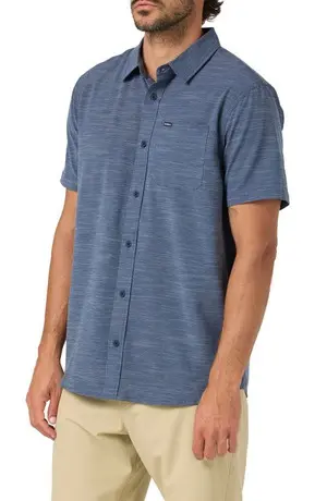 O'Neill Upf Slub Short Sleeve Button Up Shirt - Navy