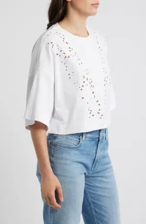 Hugo Boss Ephilas Eyelet Cotton Jersey Top