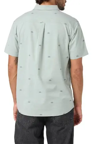 O'Neill Light Check Geo Standard Fit Short Sleeve Stretch Button-up Shirt - Sage