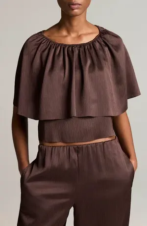 Vince Tiered Cape Top - Iron