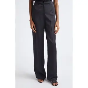 Emporio Armani Satin Wide Leg Trousers - Solid Black
