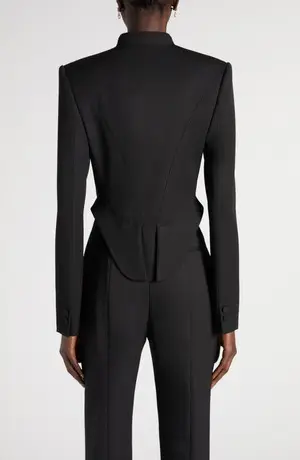 Alexander McQueen Beaded Floral Hook & Eye Wool Jacket