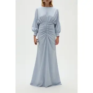 Amsale Pebble Crepe Gathered Gown - Ice