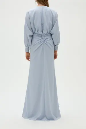 Amsale Pebble Crepe Gathered Gown - Ice